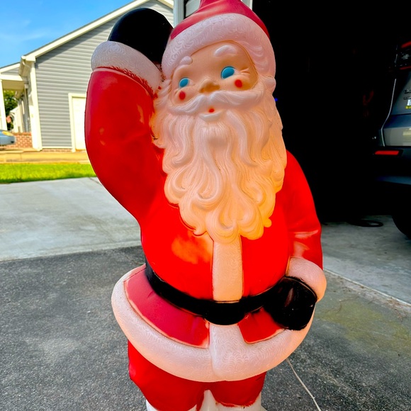 Holiday | Vintage General Foam Waving Santa Blow Mold 4 Lighted Blue ...